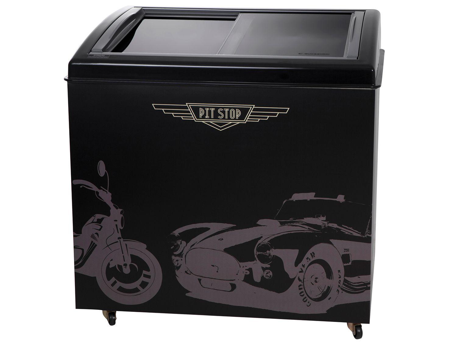 Freezer Cervejeira Artico Horizontal 300L Temática Pit Stop 2 Tampas
