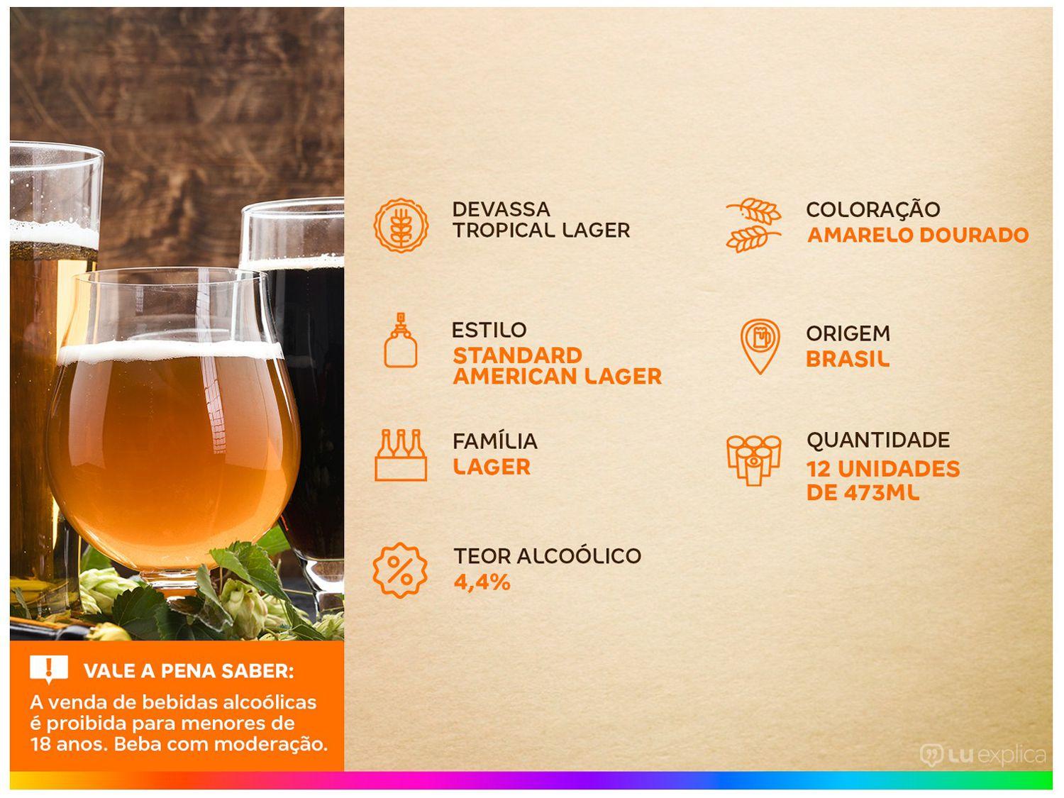 Cerveja Devassa Tropical Lager Puro Malte Standard American Lager 12 ...