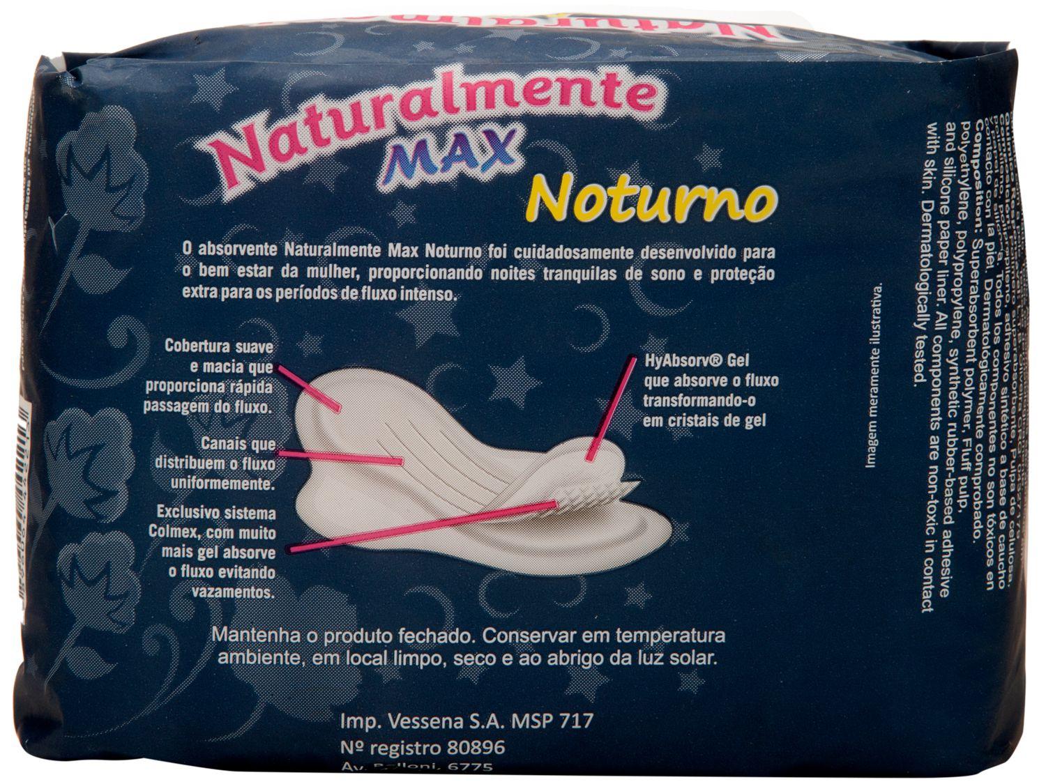 Absorvente Pós Parto Noturno Naturalmente - Max com Abas 8 Unidades ...