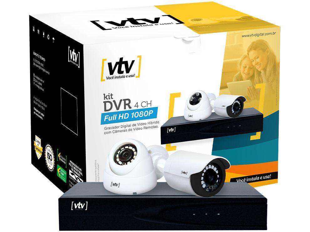Kit DVR VTV Digital 4 Canais 2 Câmeras Full HD 1080p 500GB CFTV VTV-01
