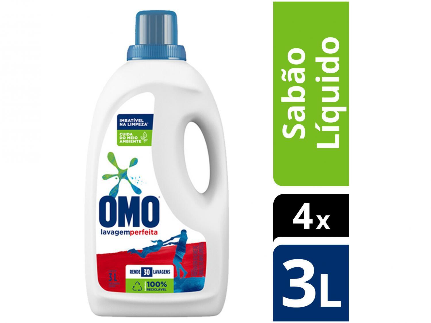 Kit Sabão Líquido Omo Multiação Lavagem Perfeita 3L 4 Unidades