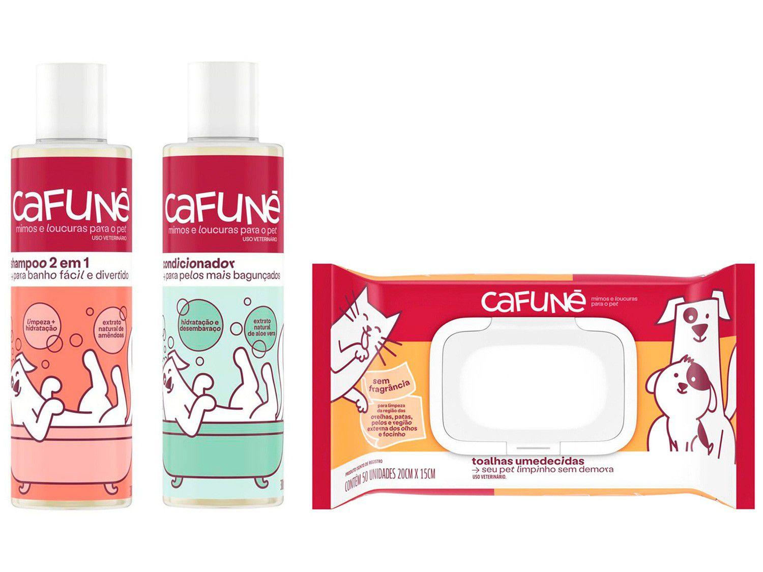 Kit Shampoo para Cachorro 2 em 1 Cafuné 300ml + Condicionador + Lenço ...