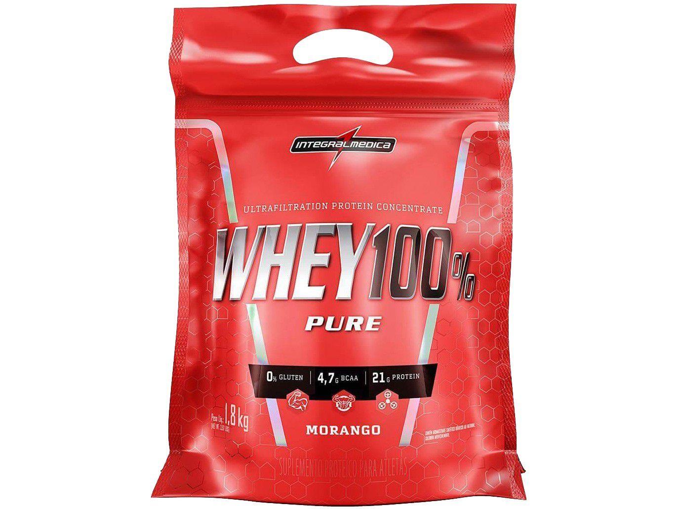 Whey Protein Concentrado Integralmédica 100 Pure 1 8kg Morango Natural