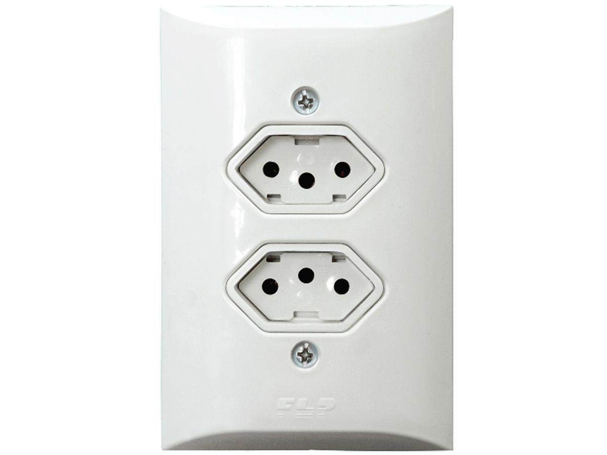 Tomada Dupla 2p+t 10A Com Placa Espelho Branco Com Inmetro - FLP - Tomadas - Magazine Luiza