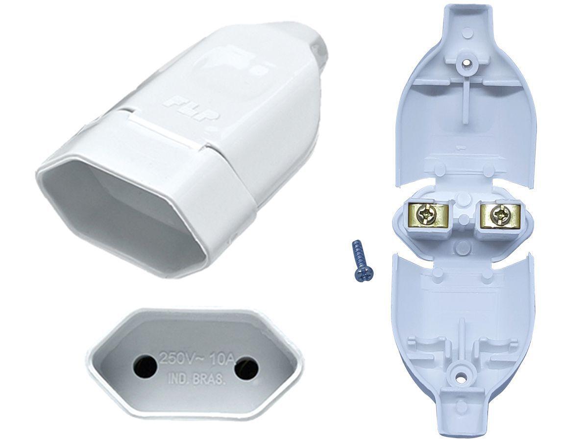 Tomada Fêmea 2p 10A Desmontável Com Inmetro Branco - FLP - Tomadas ...