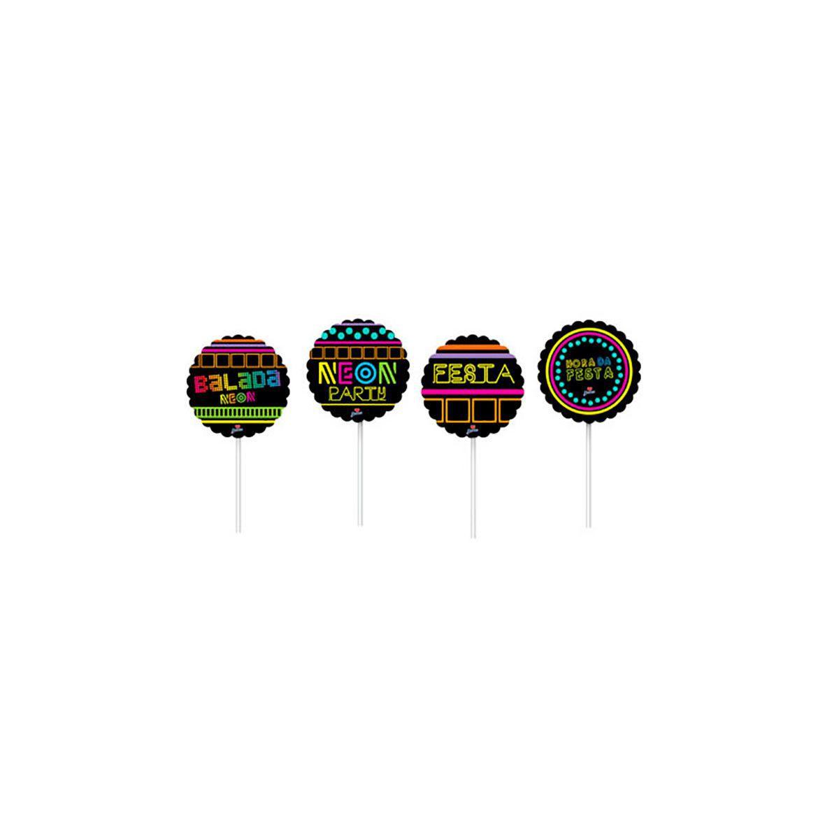 Toppers para Doce e Salgado Neon 8und Junco - Palito Decorativo para ...