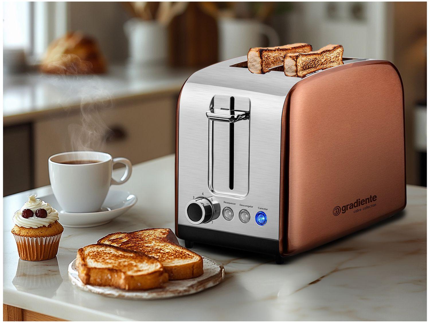 Torradeira Gradiente Excellence Cobre Inox 2 Fatias 7 Níveis de Tostagem