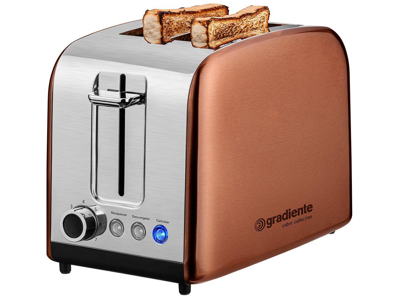 Torradeira Gradiente Excellence Cobre Inox 2 Fatias 7 Níveis de Tostagem