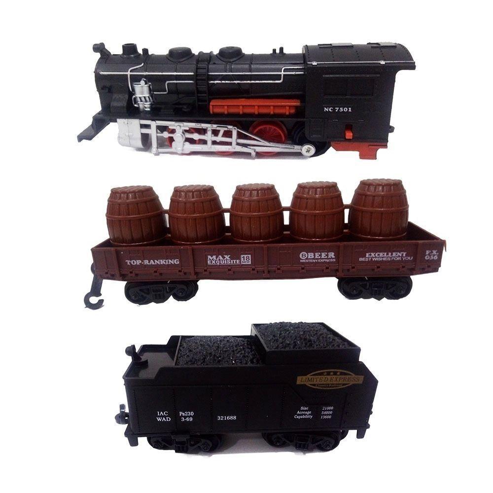 Trem Ferrorama à Pilha c/ Locomotiva Vagão e Trilho Pica Pau 3010 - Pau ...