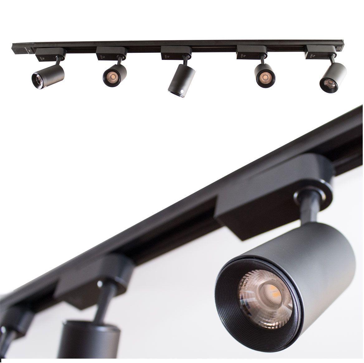 trilho eletrificado 2m + 5 spots 7w 3000k bivolt preto ST495 ...