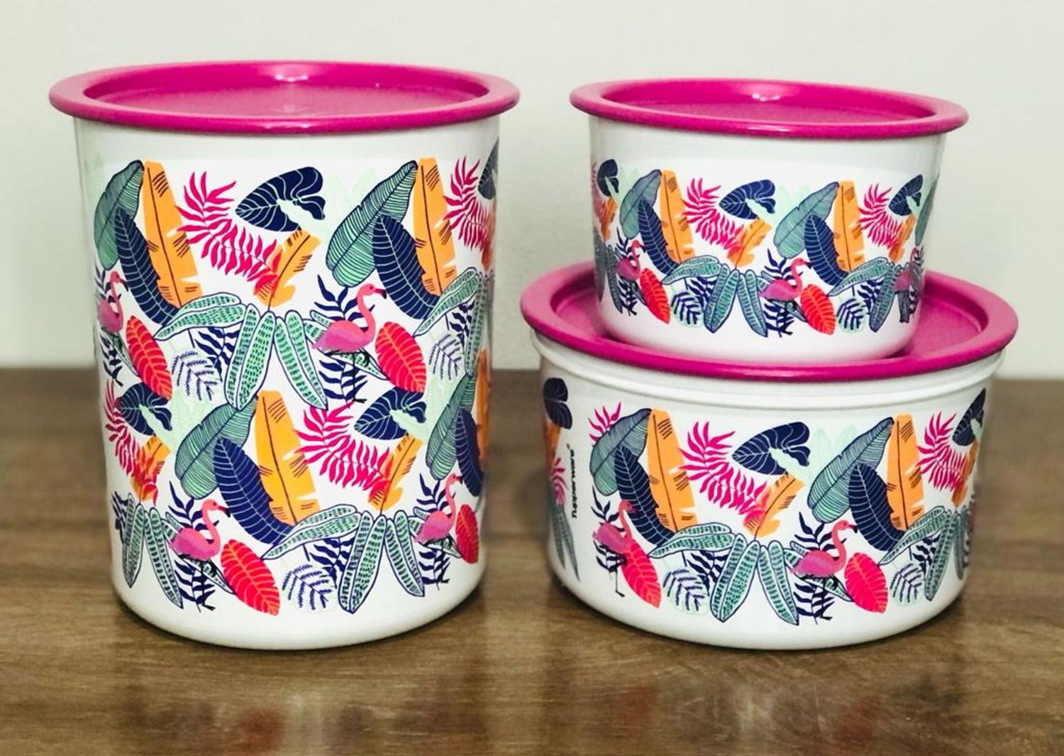 Tupperware Instantâneas Slim Flamingo Tropical 3 Peças - Pote ...
