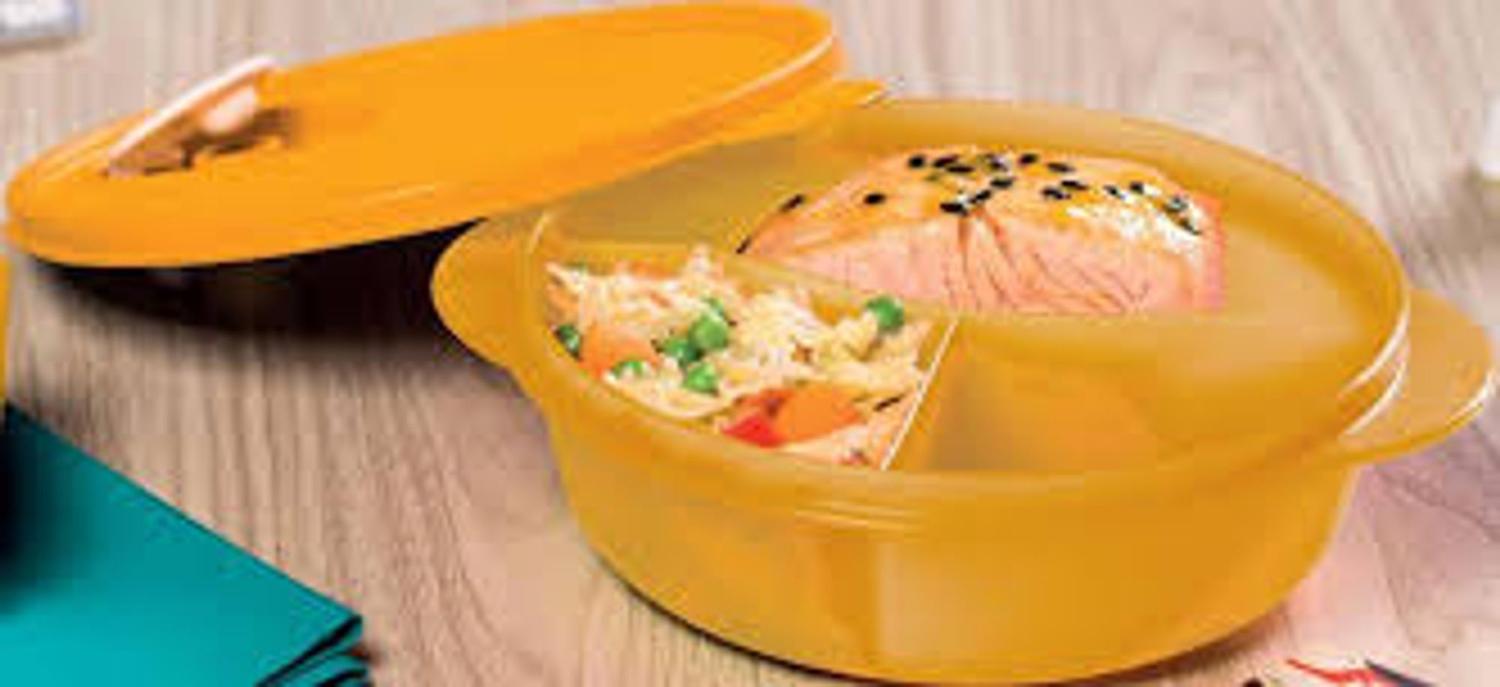Tupperware para Marmita com Divisórias e Bandeja Removível 900ml Laranja - Marmitas - Magazine Luiza