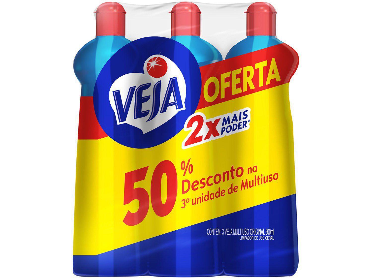 Veja Multiuso Original Squeeze 500ml - 3 Unidades - Limpador Multiuso ...