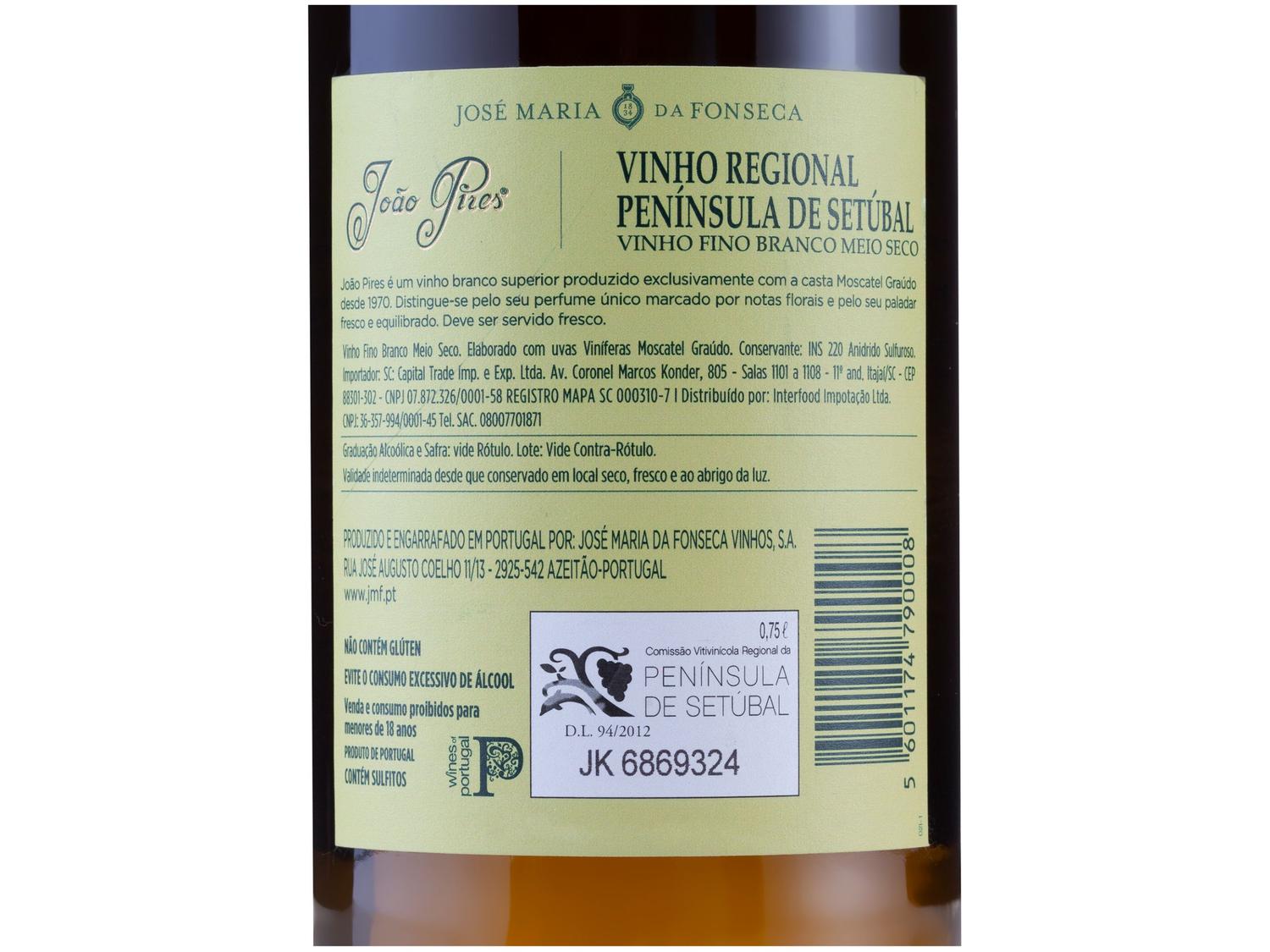 Vinho Branco Seco João Pires Portugal 750ml