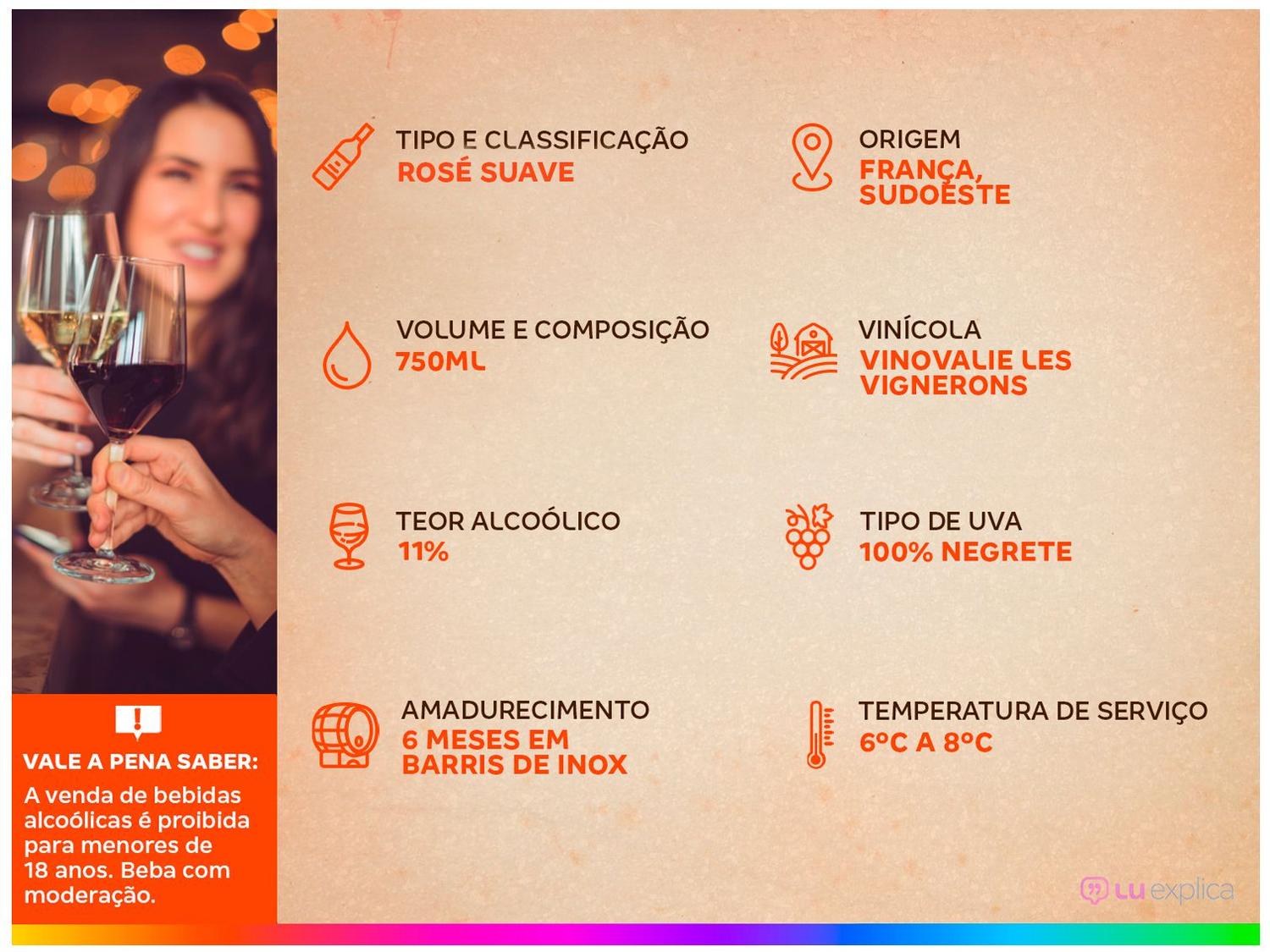 Vinho Suave Rosé Piscine Copacabana França 750ml