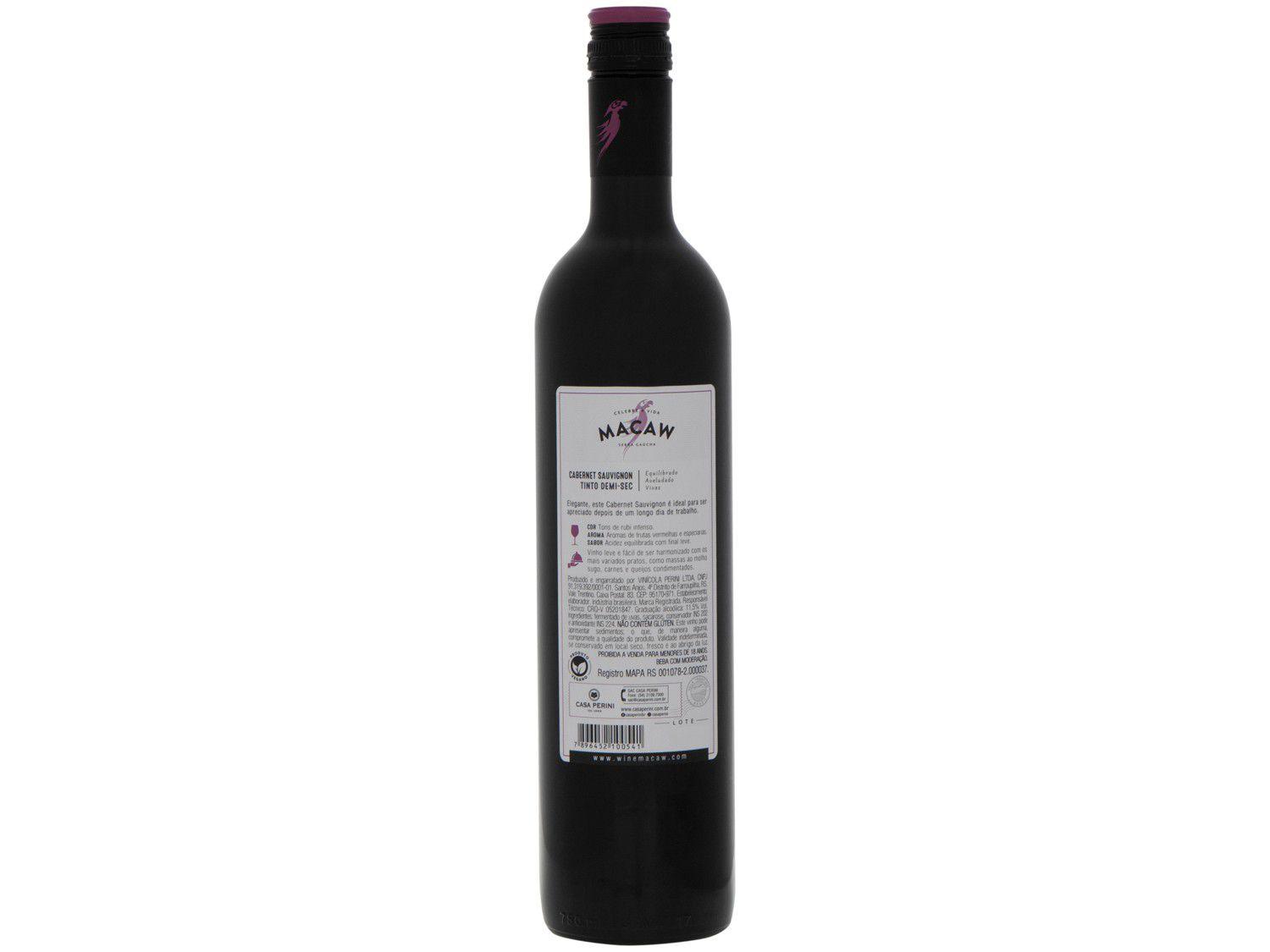 Vinho Tinto Demi-sec Macaw Cabernet Sauvignon - 750ml - Vinho ...