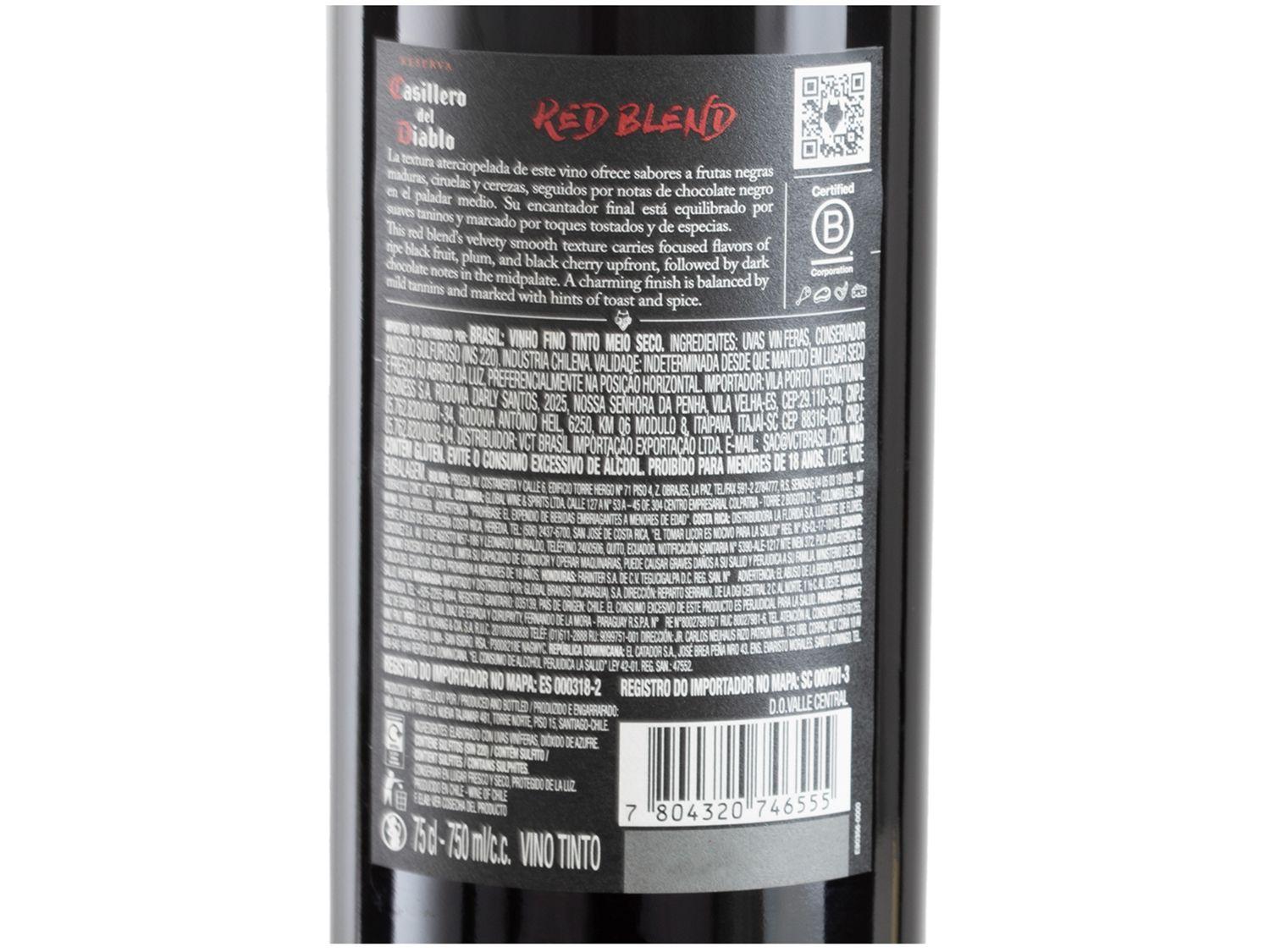 Vinho Tinto Meio Seco Concha y Toro Reserva Casillero del Diablo Red ...
