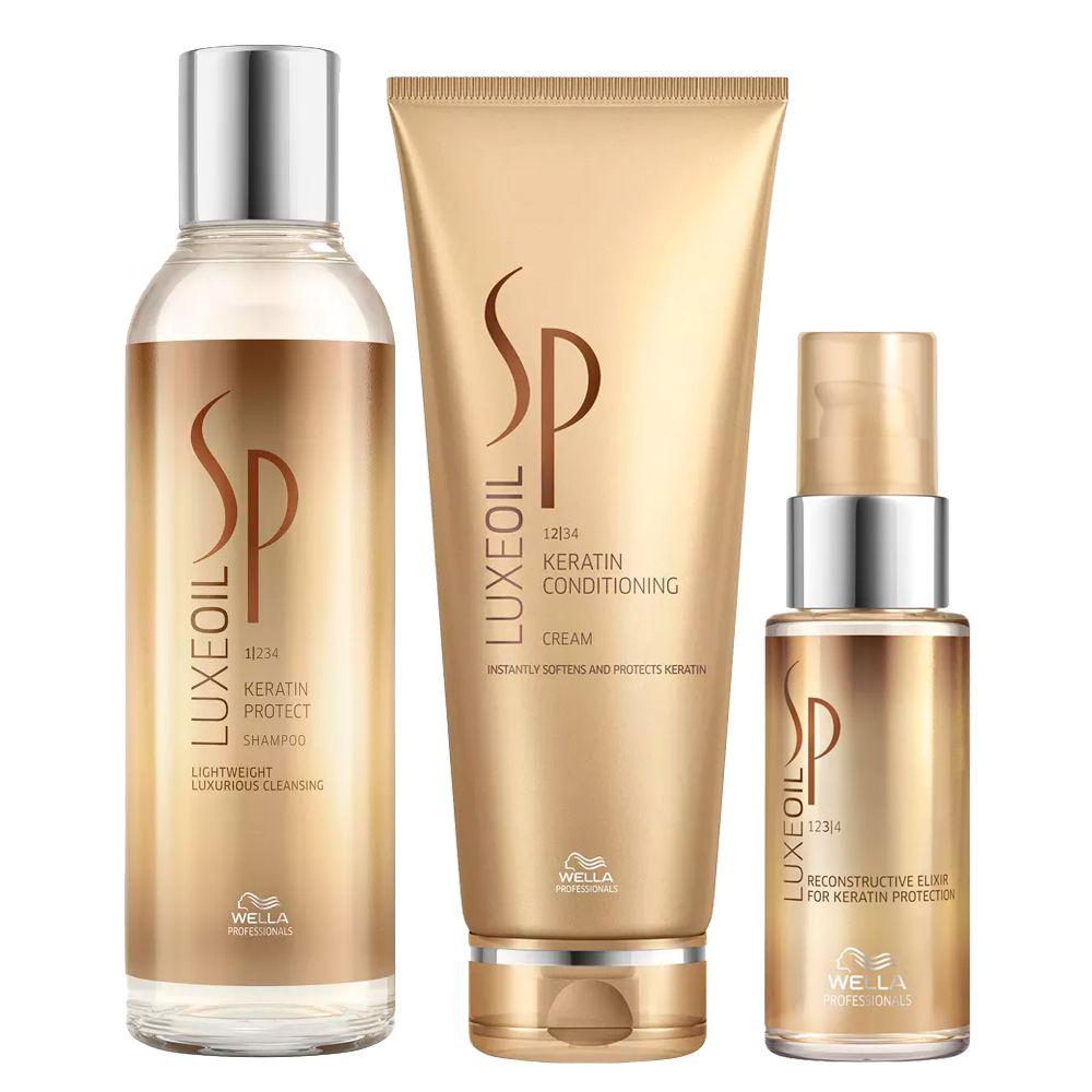 Wella SP Luxe Oil Keratin Protect Kit - Shampoo + Condicionador + Óleo Reconstrutor - Wella ...