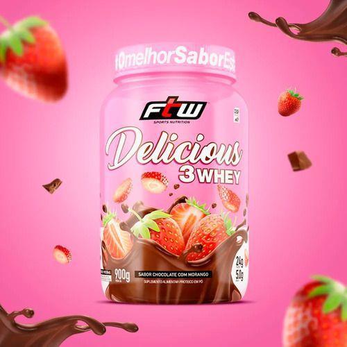 Whey Delicious 3whey Chocolate Com Morango 900g Ftw - Whey Protein ...
