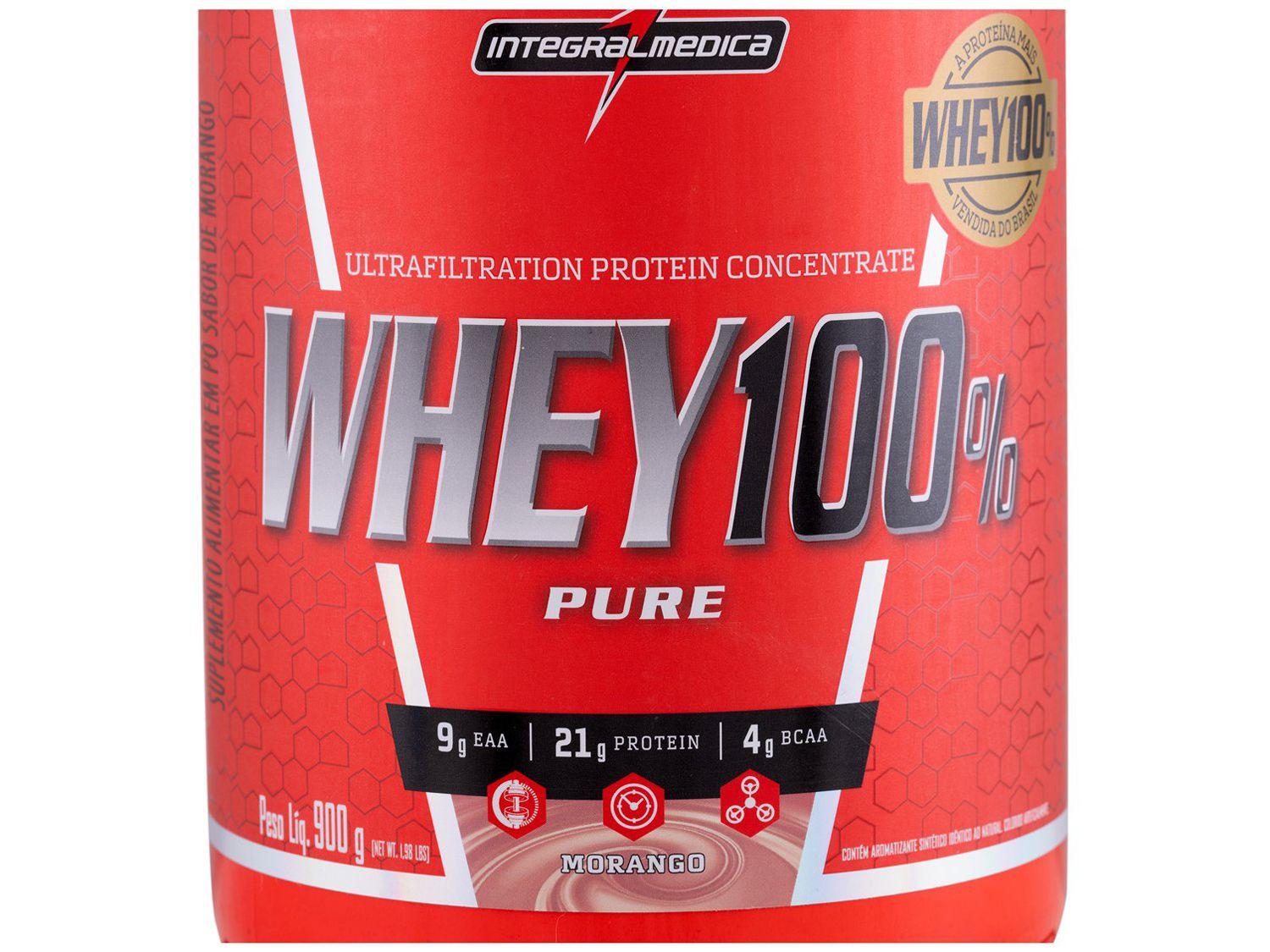 Whey Protein Concentrado Integralmédica 100% Pure 900g Morango Natural