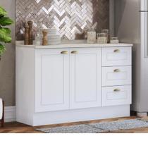 Balcao 2 Portas 3 Gavetas 120cm Emily Henn Com Tampo em Promoção no ...