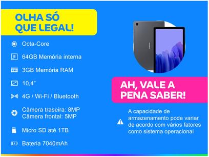 Tablet Samsung Galaxy Tab A7 10,4” 4G Wi-Fi 64GB - Android Octa-Core ...