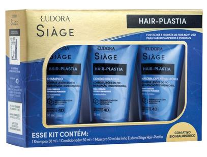 Kit Shampoo Condicionador e Máscara Eudora Siàge Hair-Plastia 50ml