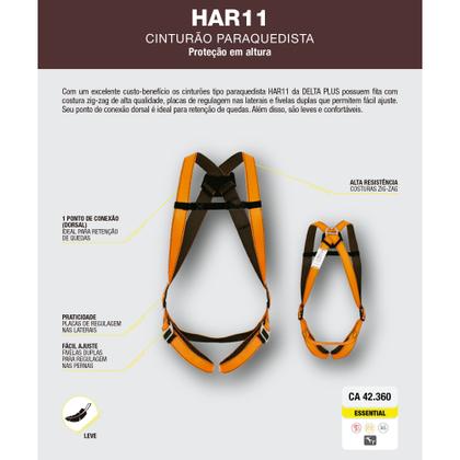 10 Cinto Cinturão Segurança Paraquedista HAR11 Delta Plus Laranja 1 ...