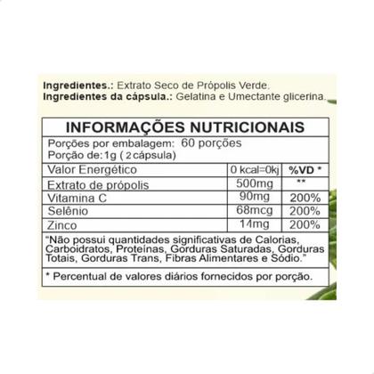 3 Potes Própolis Verde Puro Natural Kit 360 Cáps - Suplemento Natural ...