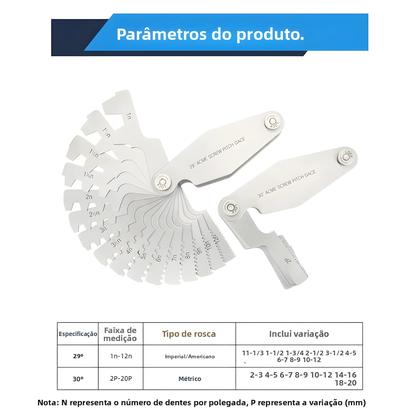 ACME-Optional Screw Pitch Measuring Tool, T Thread Gauge, ACME 29, TR30 ...