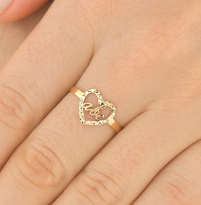 ANEL abc coração delicado vazado OURO 10K an abc - Maehlerarte Em Joias ...