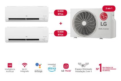 Ar-Condicionado LG Dual Inverter Voice + AI Bi-Split Frio (Evaporadoras 9.000+9.000 BTU) 220V ...