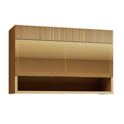 Armário Aéreo 1 Porta Basculante Vidro Reflecta e Nicho 120cm 100% MDF ...