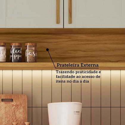 Armário Aéreo Cozinha 80 Cm Riesling 2 Portas 100% Mdf Amêndoa/Off ...