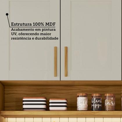 Armário Aéreo Cozinha 80 Cm Riesling 2 Portas 100% Mdf Amêndoa/Off ...