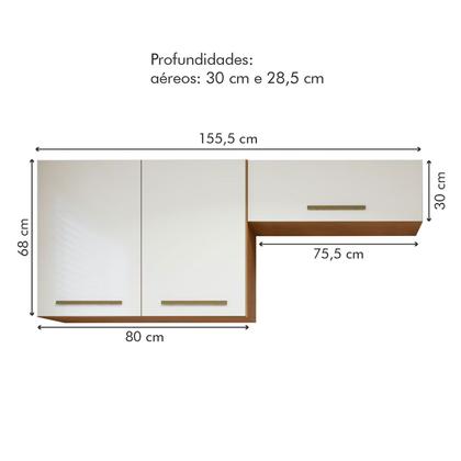 Armário Aéreo Lavanderia França 3 Portas Nature/Off White - Kaiki ...