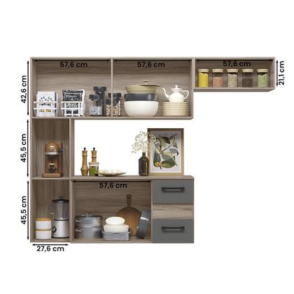 Armario Cozinha 7 Portas e 2 Gavetas Juliete - Nicioli - Armário de ...