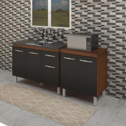 Armário Cozinha Gabinete pia de 120 cm Anitta com Balcão multiuso micro ...