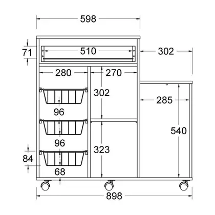 Balcao Fruteira Cozinha 2 Portas 89 Cm Mf185 Branco Preto Dtall Branco ...