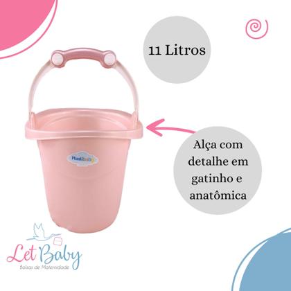 Balde de bebe infantil azul rosa branco 11 litros plastibaby - Ofurô ...