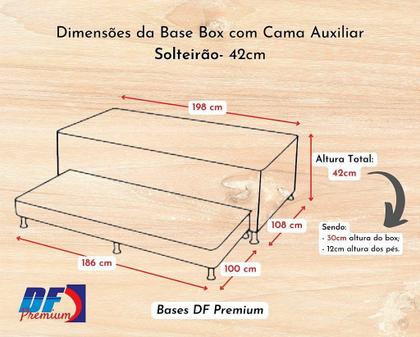 Base Box Solteirão com Auxiliar DF Premium 42cm - Base Cama Box Viúva ...