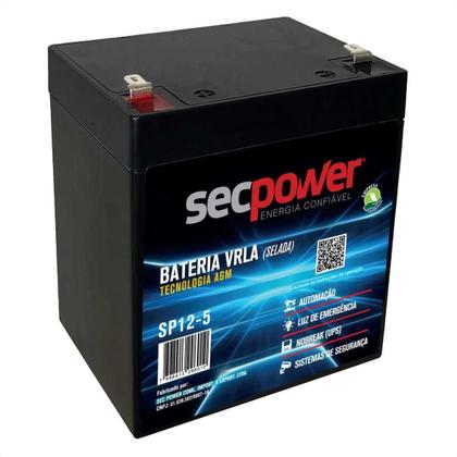 Bateria Selada VRLA 12V 5AH SP 12-5 Secpower - Bateria para Sistema de ...