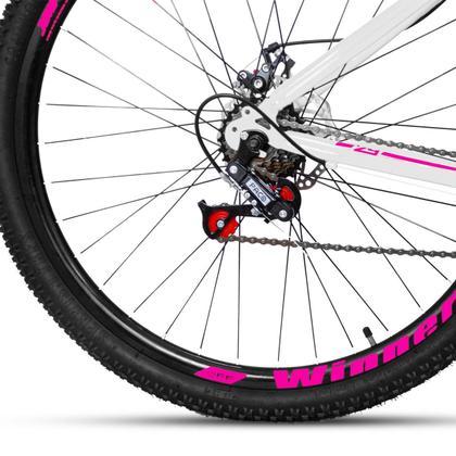 Bicicleta Aro 29 Shimano Freio a Disco 21M. Velox Branca/Pink - Ello ...