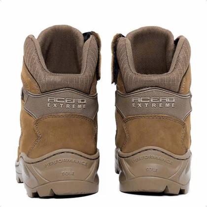 Bota Coturno Militar Acero em Couro Modelo Extreme Mid Coyote com Zíper ...