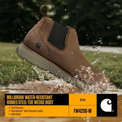 Botas de trabalho Carhartt Millbrook 4 Romeo Steel Toe Wedge Masculinas ...