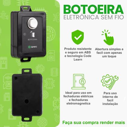 Botoeira Simples Sem Fio Abertura Fechadura Black Portão - IPEC ...