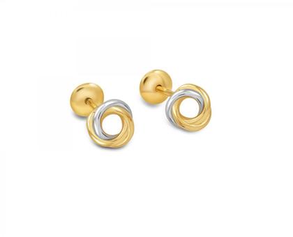 Brinco Botão em Ouro 18k com detalhe em ródio branco - Safira - Brinco ...