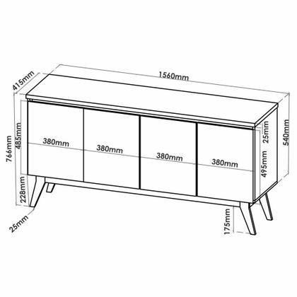 Buffet Aparador 4 Portas MDP/MDF Mel Off White 156cm Eifel Marrom ...