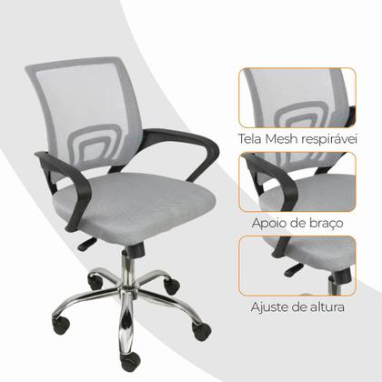 Cadeira de Escritório Oficial Begônia Tela Mesh Cinza - Oficial Webshop ...