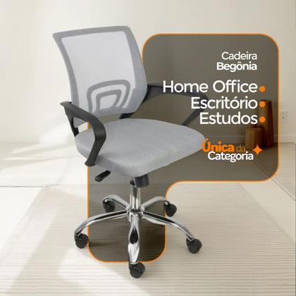 Cadeira de Escritório Oficial Begônia Tela Mesh Cinza - Oficial Webshop ...